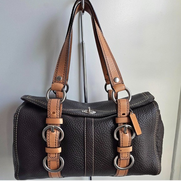 Coach | Bags | Coach Chelsea Pebbled Leather Dark Brown Satchel 2334 ...